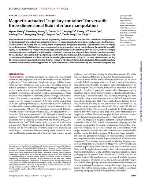 Pdf Magnetic Actuated Capillary Container” For Versatile Three Dimensional Fluid Interface