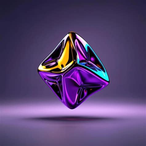 229 An Abstract Multilayered Polygonal Shape With Iridescent Surfaces Floating In Space Created