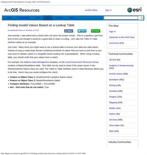 Pdf Finding Invalid Values Based On A Lookup Table Arcgis Resources