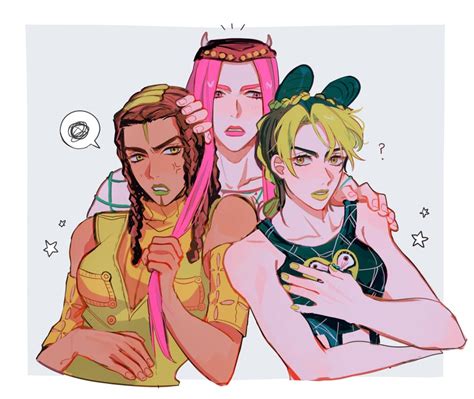 Kujo Jolyne Narciso Anasui And Ermes Costello Jojo No Kimyou Na