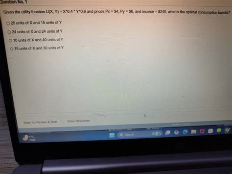question no 1 given the utility function u x y x04 y06 and prices px