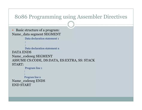 Assembler Directives And Basic Steps Alp Of 8086 Ppt