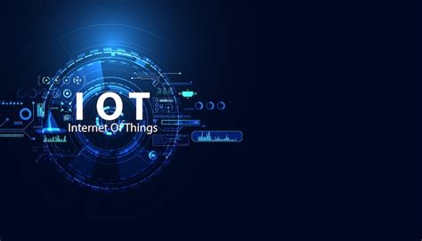 추상 Iot 사물 인터넷 개념 전자 장치 정보 연결 또는 보내기 프리미엄 벡터