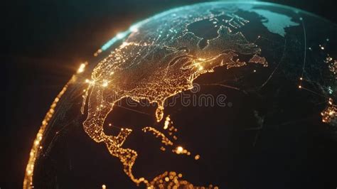 Digital Globe With Glowing Lines Representing Global Connectivity Stock Illustration
