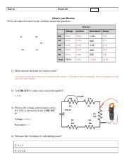 Ohms Law Review AutoRecovered Docx Name Roster Ohm S Law Review Fill In All Values For Each