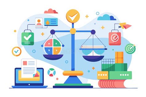 This Illustration Features A Balanced Scale Comparing Different