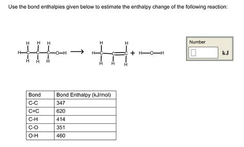 Solved Use The Bond Enthalpies Given Below To Estimate The