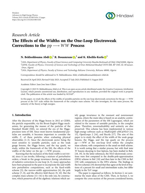 Pdf The Effects Of The Widths On The One Loop Electroweak Corrections