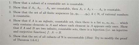Solved Show That A Subset Of A Countable Set Is Chegg