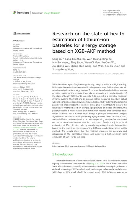 Pdf Research On The State Of Health Estimation Of Lithium Ion