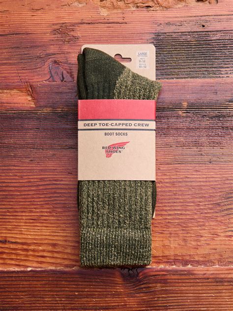 Deep Toe Capped Wool Sock In Olive Blue Owl Workshop