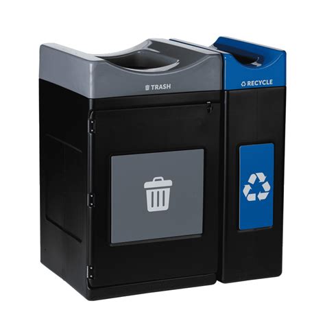 Avante Double Bin 55 Gallon Waste Bin With Gray Lid And 30 Gallon
