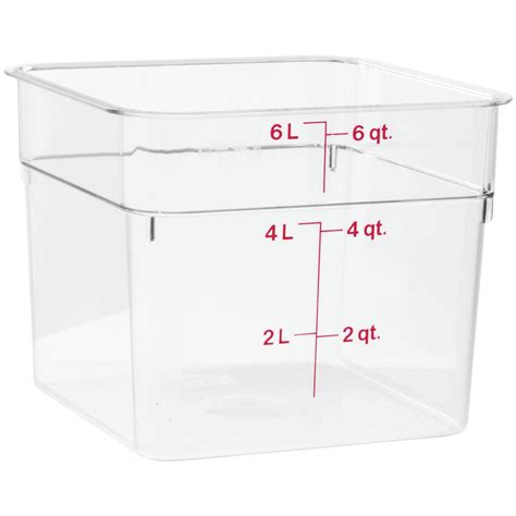 Cambro 6 Qt Clear Plastic Storage Box 8 38l X 8 38w X 7 14d