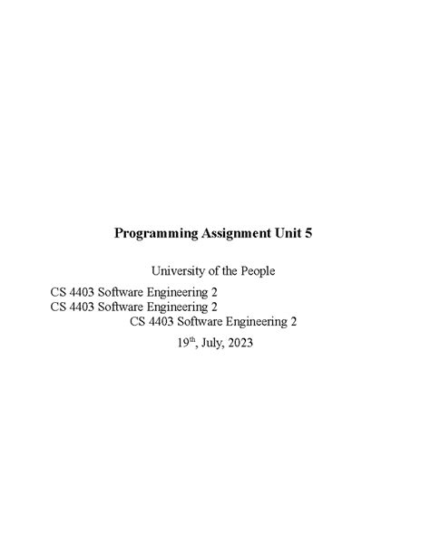 Programming Assignment Unit 1 University Of The People Programming Assignment Unit Cs 4403