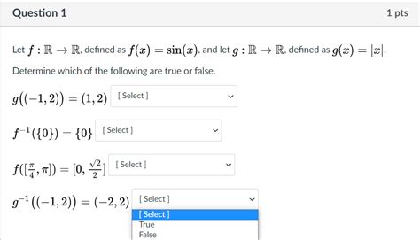 solved question 1 1 pts let f r r defined as f x