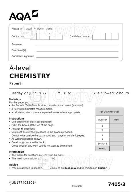 A Level Chemistry Aqa Paper 3 Aqa A Level Paper 3 A Level Chemistry Aqa Paper 3 Chemistry