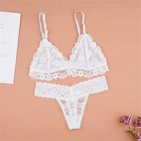 Buy Womens Underwear Ultra Thin Cup Lace Bralette Lingerie Set