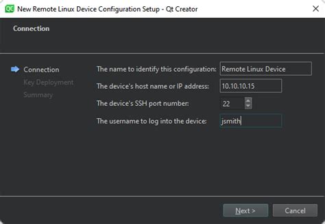Add Remote Linux Devices Qt Creator Documentation