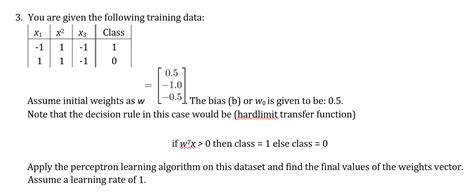 You Are Given The Following Training Data Chegg
