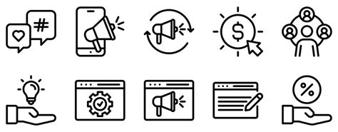 Digital Marketing Line Style Icon Set Collection 35564296 Vector Art At