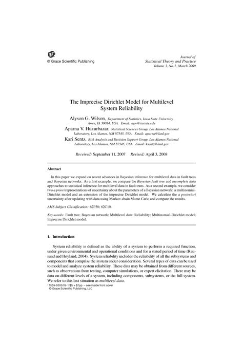 Pdf The Imprecise Dirichlet Model For Multilevel System Reliability