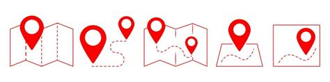 Premium Vector Set Of Map And Location Symbols In Red Map Icon Gps