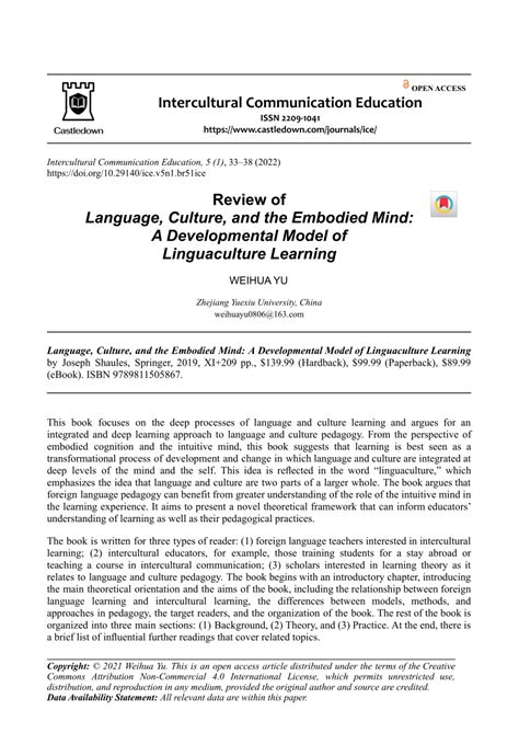 Pdf Book Review Language Culture And The Embodied Mind A Developmental Model Of