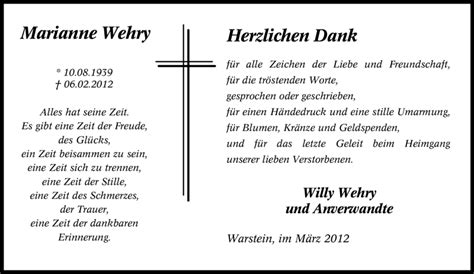 Traueranzeigen Von Marianne Wehry Trauer In Nrw De