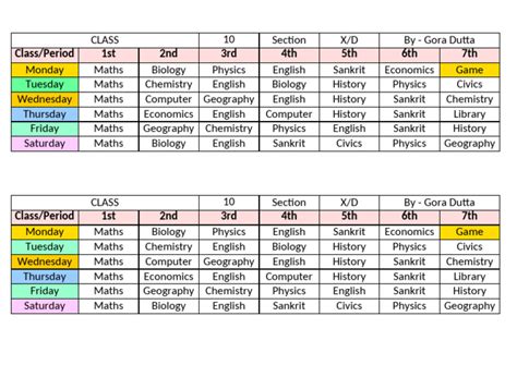 Class 10d Timetable Pdf