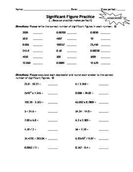 Free Homework Practice With Significant Figure Counting And