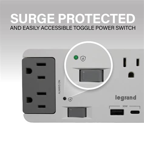6 Outlet Enclosure Surge Protector With One Usb A And One Usb C
