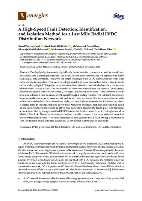 Pdf A High Speed Fault Detection Identification And Isolation Method For A Last Mile Radial