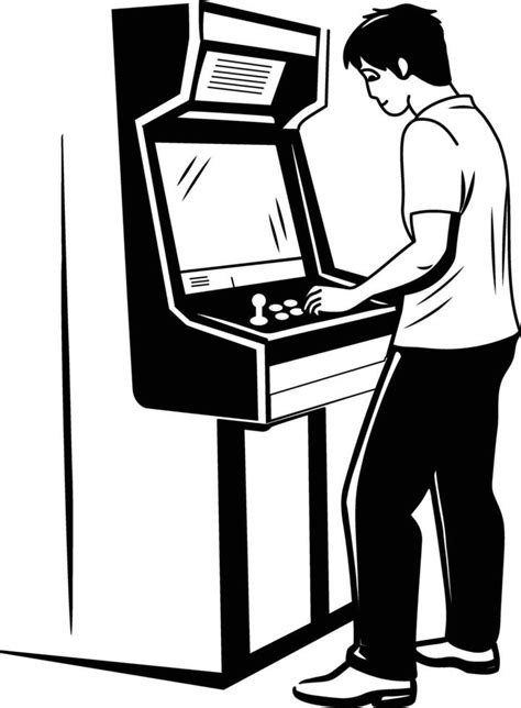 Hand Drawn Style Illustration Showing A Person Playing An Arcade Game 52983272 Vector Art At