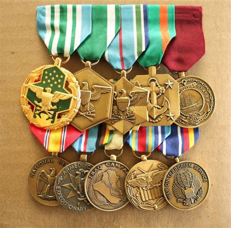 Us Military Usn Usmc Usaf Uscg Army Full Size Mounted Medals Ten Piece
