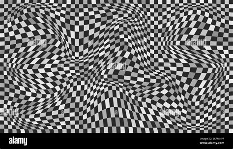 Checkered Background With Distorted Squares Abstract Banner With Distortion Chess Pattern