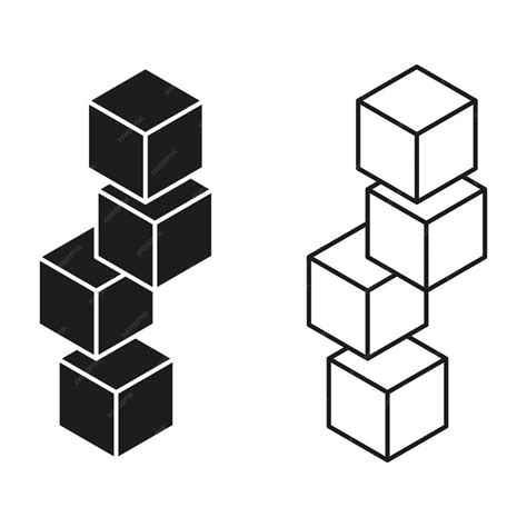 Premium Vector Stacked Cube Icons Black And White Vector Geometric 3d Shapes Abstract Design Set