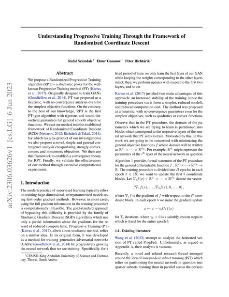 Pdf Understanding Progressive Training Through The Framework Of Randomized Coordinate Descent