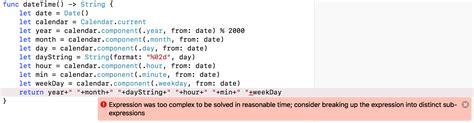Ios Swift Compiler Error Expression Too Complex On A String