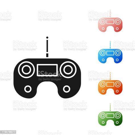 흰색 배경에 격리 된 검은 색 원격 제어 아이콘입니다 다채로운 아이콘을 설정합니다 벡터 일러스트레이션 디비디에 대한 스톡 벡터