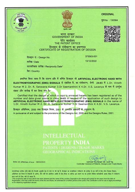 dr m vinoth kumar ph d on linkedin happy to received registration certificate of patent from