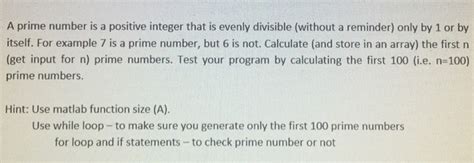 Solved A Prime Number Is A Positive Integer That Is Evenly Chegg