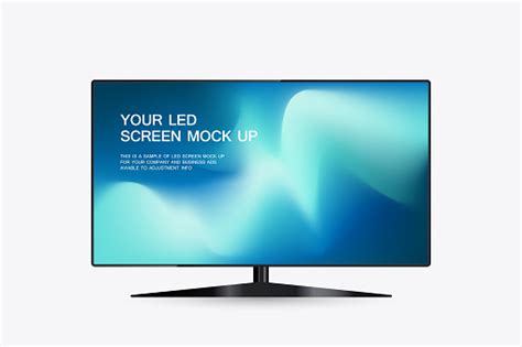 그라디언트 블루 스크린이 있는 교수형 Led Tv 화면 모형 3d의 기술 Led Tv 화면 모형 편집 가능한 Led 벡터