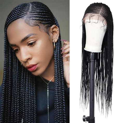 Alebery 13x8 Hd Lace Front Braided Wigs For Black Women Cornrow Box