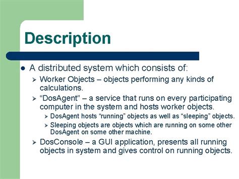 distributed object system final presentation agenda l l
