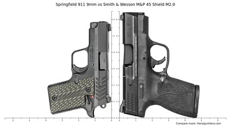 Springfield 911 9mm Vs Smith And Wesson Mandp 45 Shield M20 Size Comparison Handgun Hero