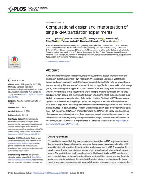Pdf Computational Design And Interpretation Of Single Rna Translation