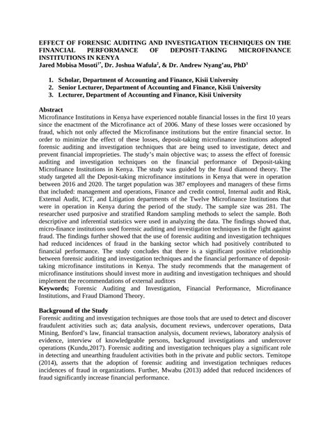 Pdf Effect Of Forensic Auditing And Investigation Techniques On The