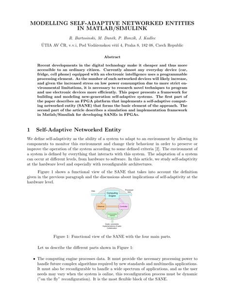 Pdf Modelling Self Adaptive Networked Entities In Matlabsimulink