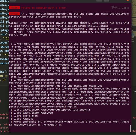Sass Loader Has Been Initialised Using An Options Object That Does Not