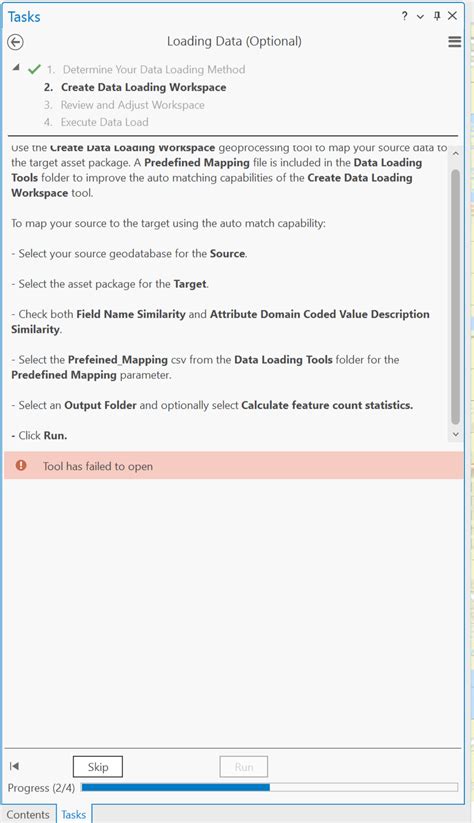 Create Data Loading Workspace Error Tool Has Fai Esri Community